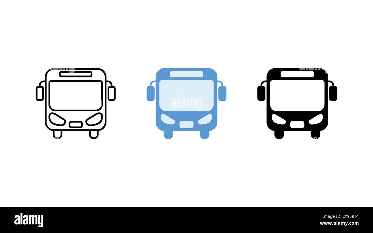 Bus icon set. bus vector icon. Bus icon in filled, thin line, two ...