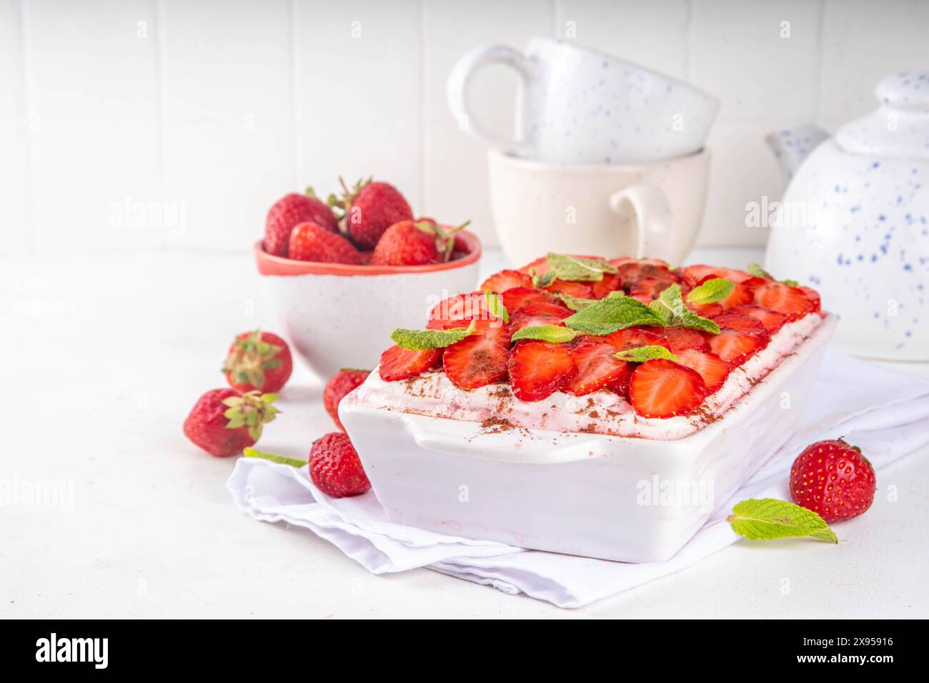 Summer strawberry tiramisu dessert, Berry fruit version of summer ...