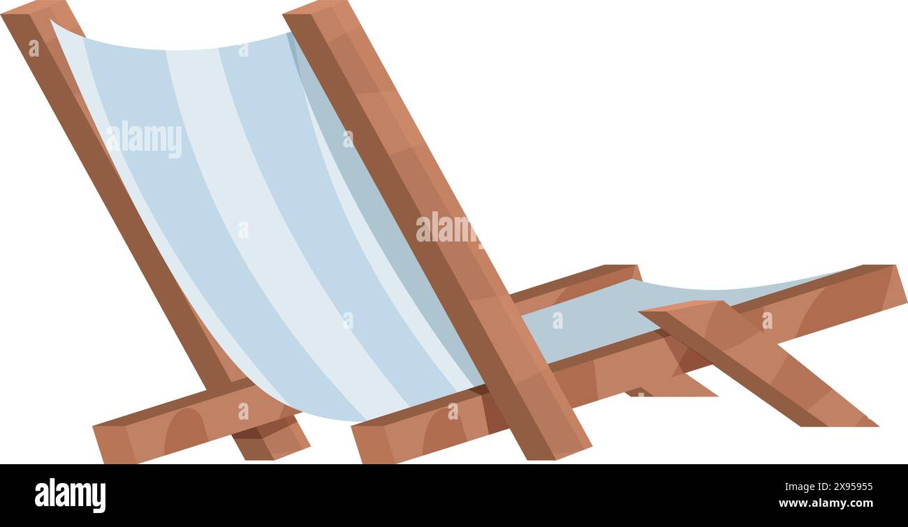 Vector illustration of a cartoonstyle wooden beach chair with blue ...