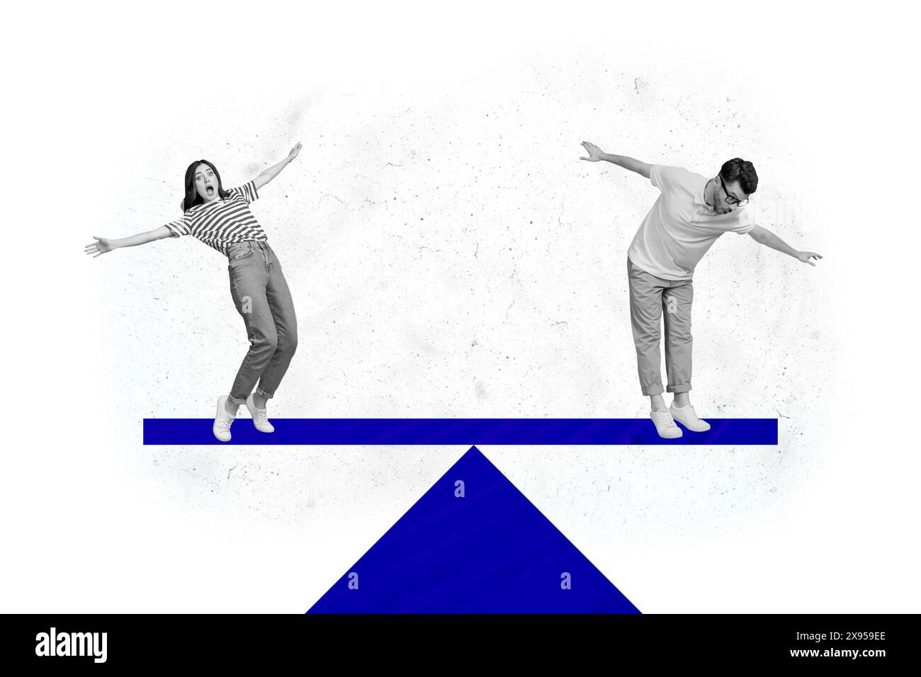 Composite trend artwork sketch image photo collage of blue platform ...