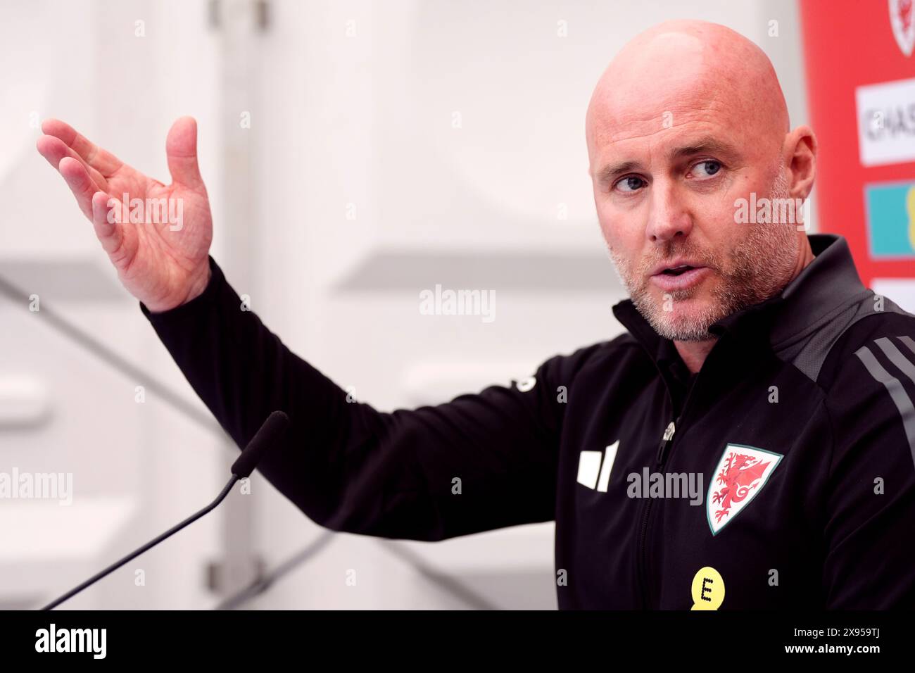 Wales manager Rob Page during a squad announcement at the Urdd ...