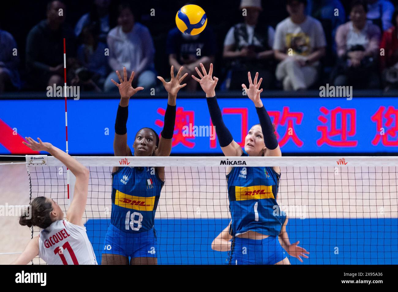 Macao, China. 29th May, 2024. Italy's Paola Ogechi Egonu (C) and Marina ...