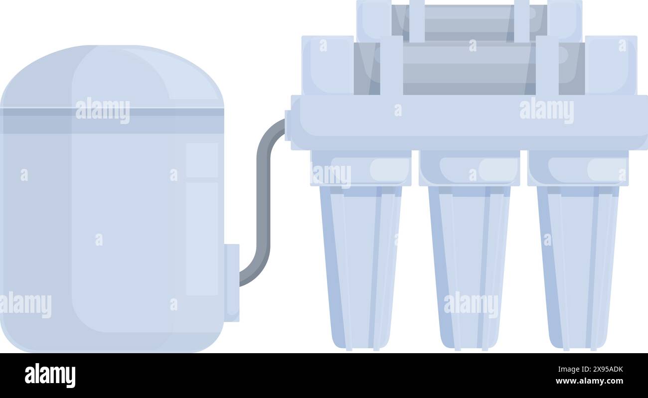 Flat vector illustration of a domestic water filter and cartridge unit ...