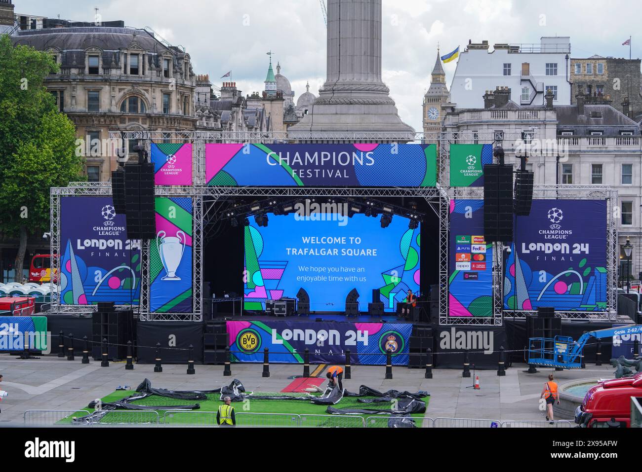 London, UK. 29 May, 2024. Preparations for the UEFA Champions League ...