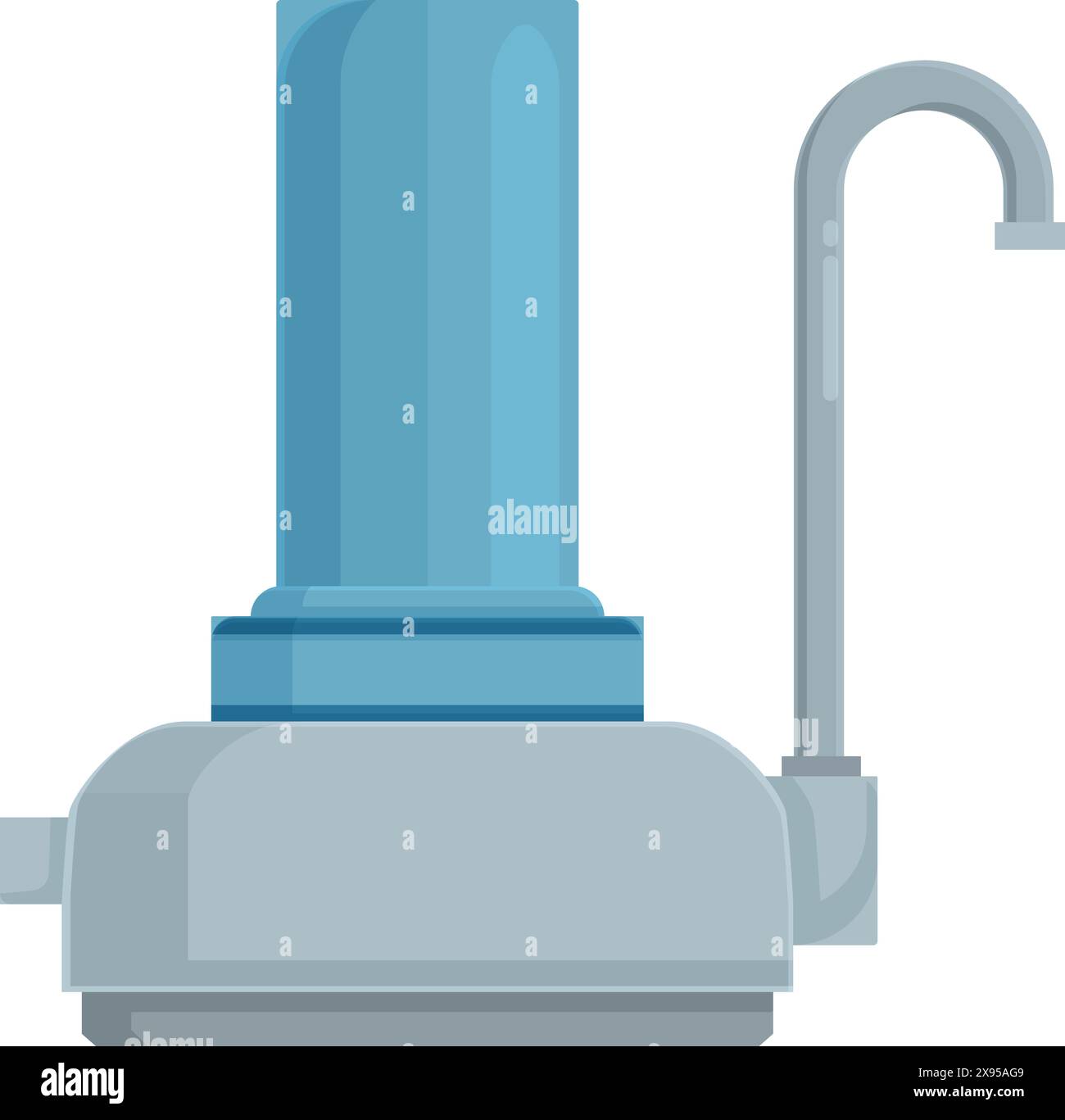 Vector illustration of a stylized, blue industrial water pump with ...