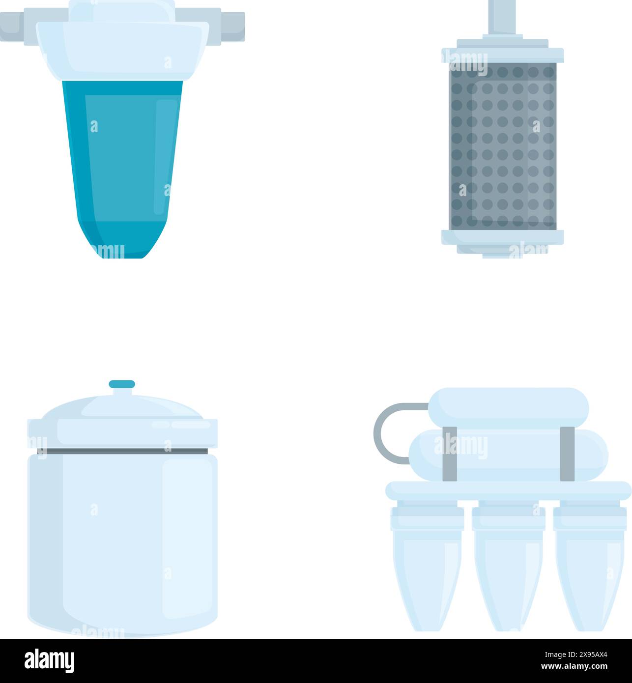 Vector water filtration icons set with purification. Filters. And clean ...