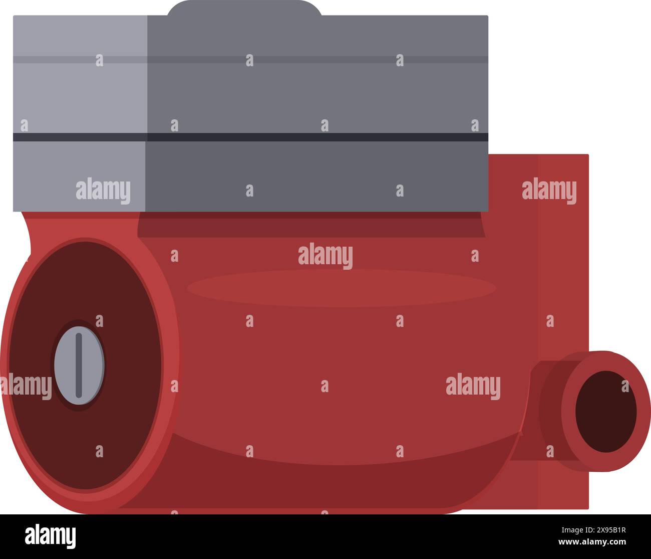 Detailed red electric motor illustration with industrial design and ...