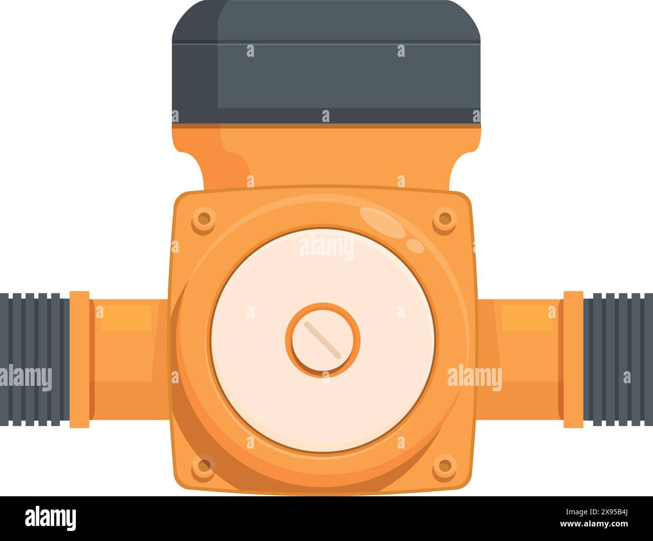 Colorful cartoon water pump illustration in flat design with orange ...