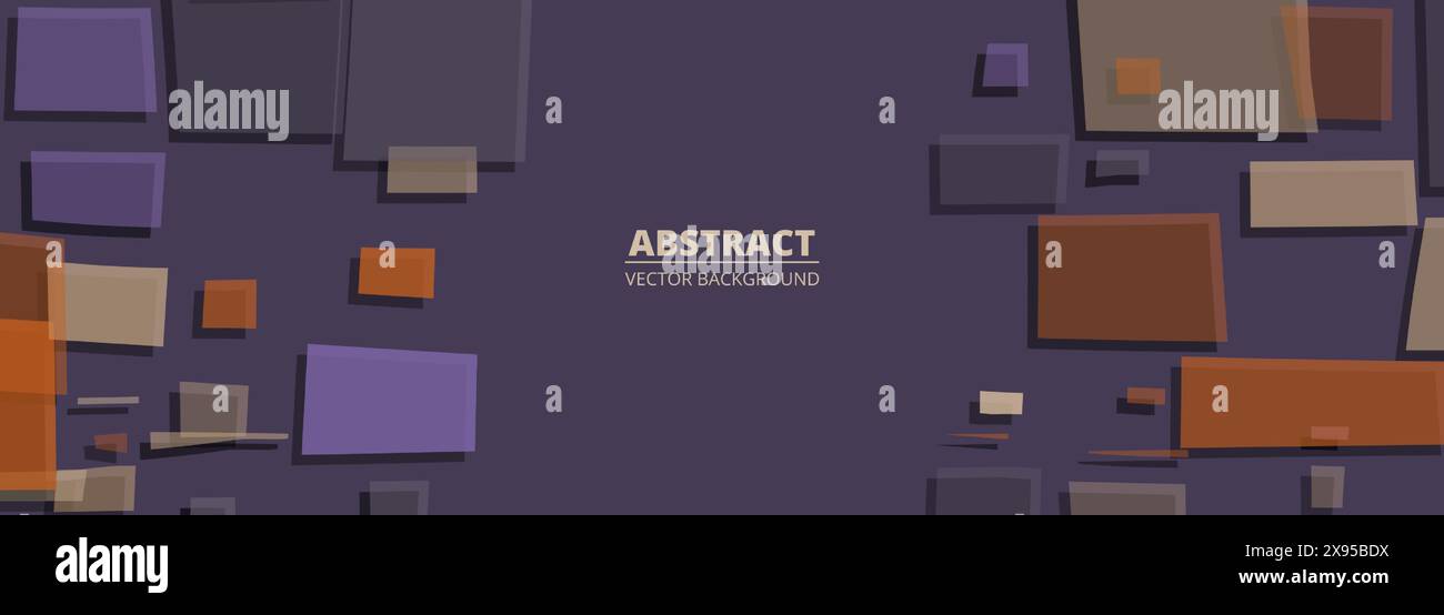 Vibrant color wide banner with irregular geometric rectangle shapes. Abstract naive art ...