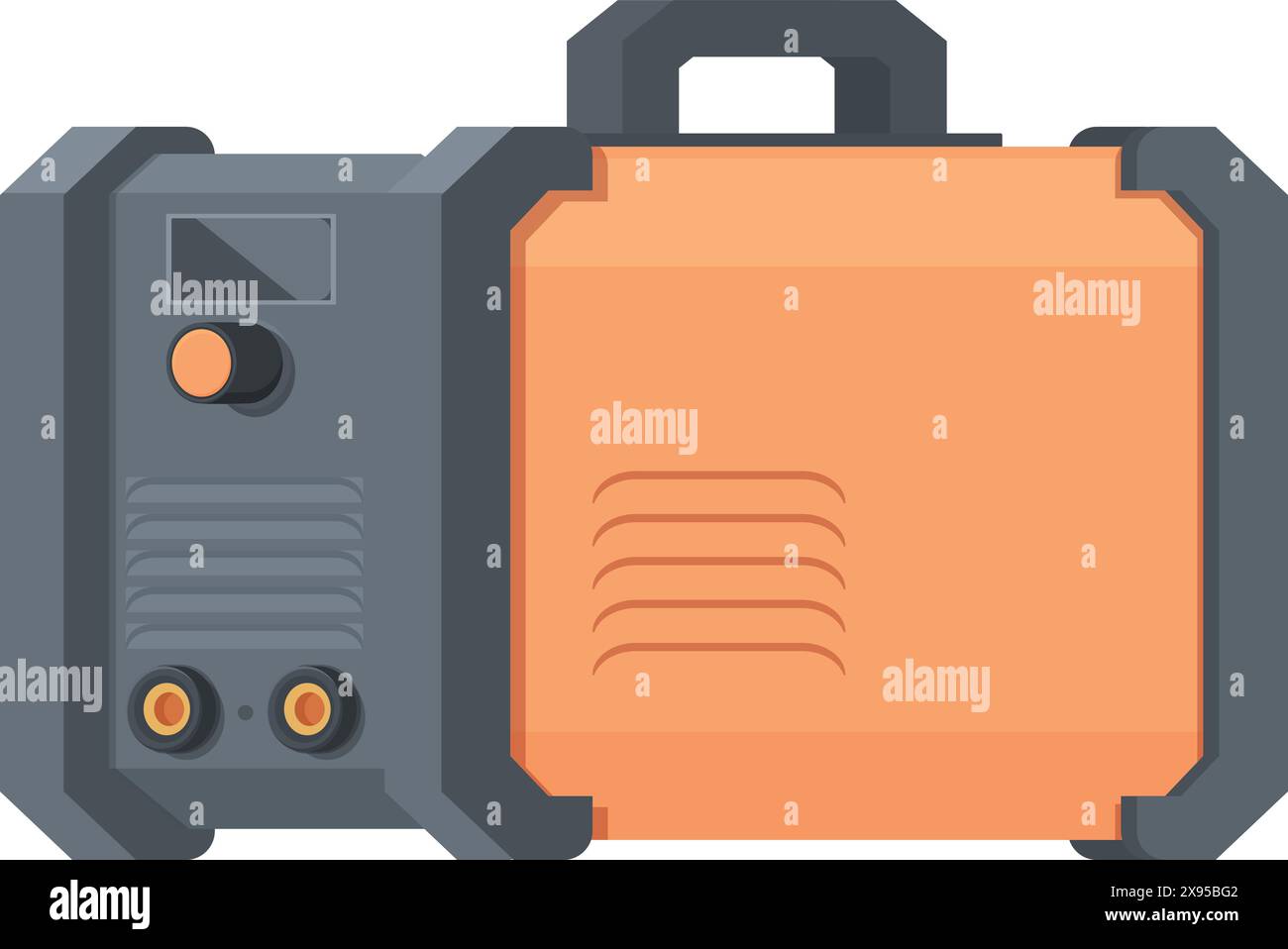 Colorful cartoon illustration of a sturdy welding machine with electric ...