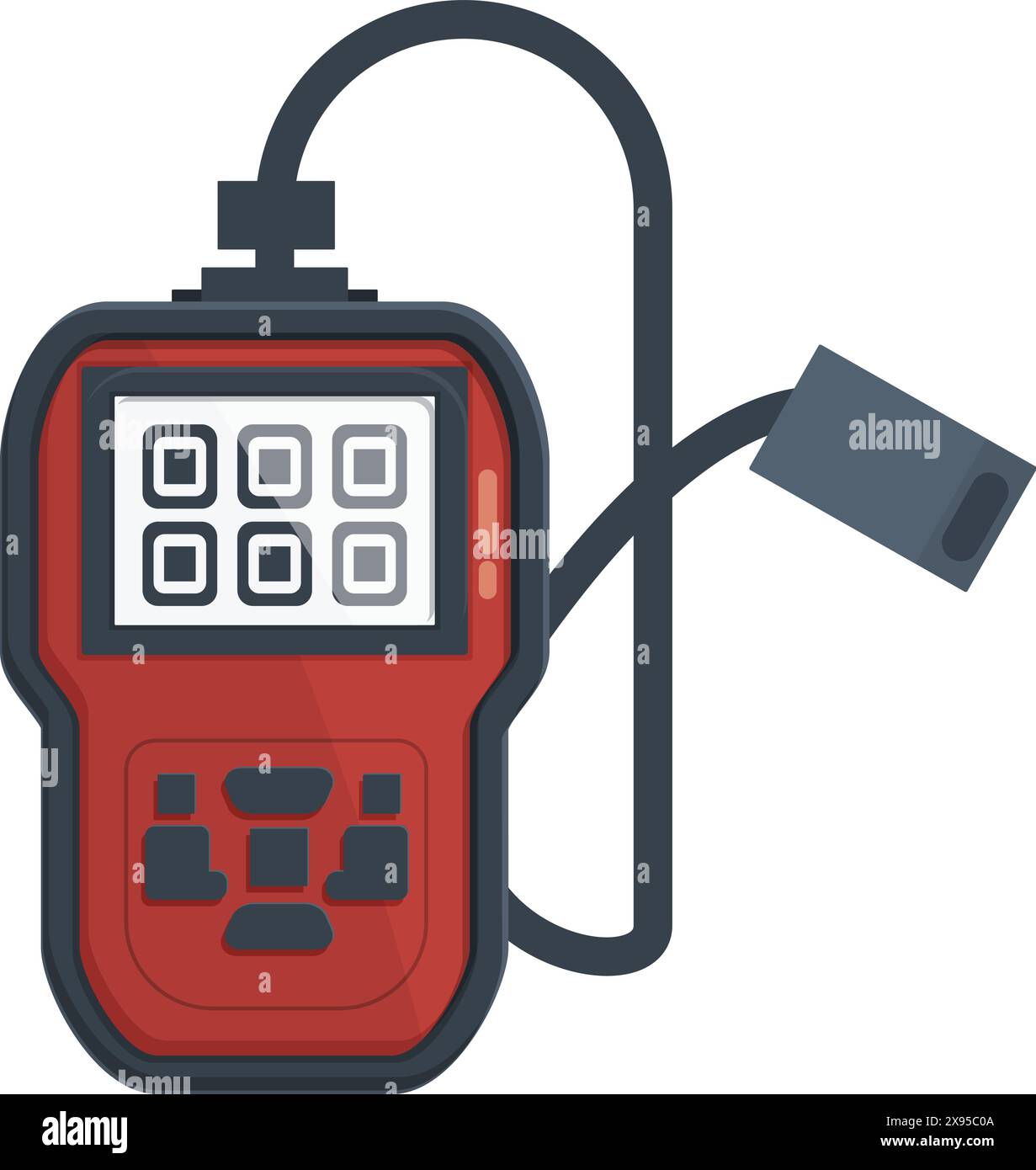 Illustration of a red handheld digital multimeter testing equipment ...