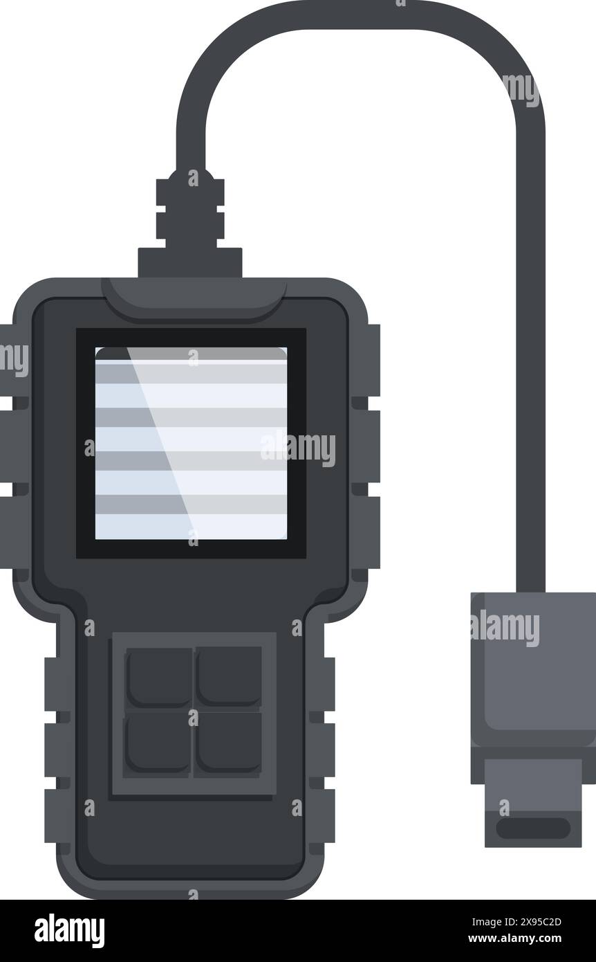 Vector illustration of a modern obd2 diagnostic scanner for vehicle ...