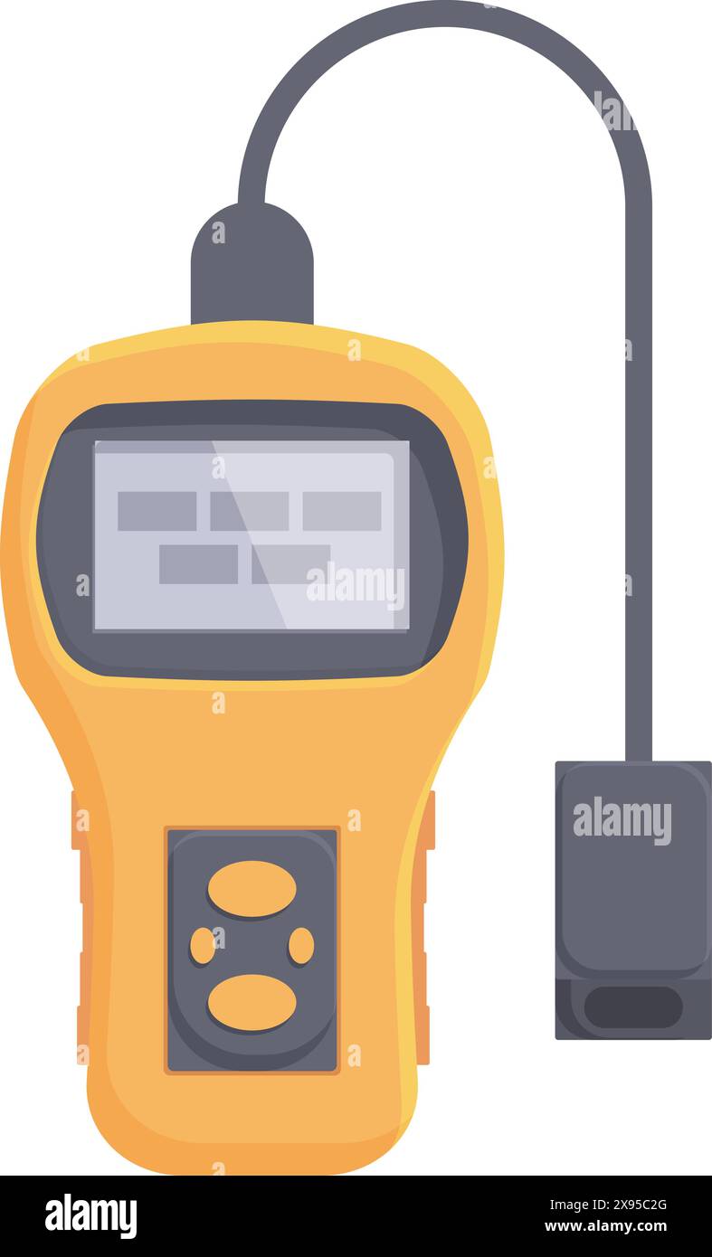 Flat design vector illustration of a yellow digital multimeter ...