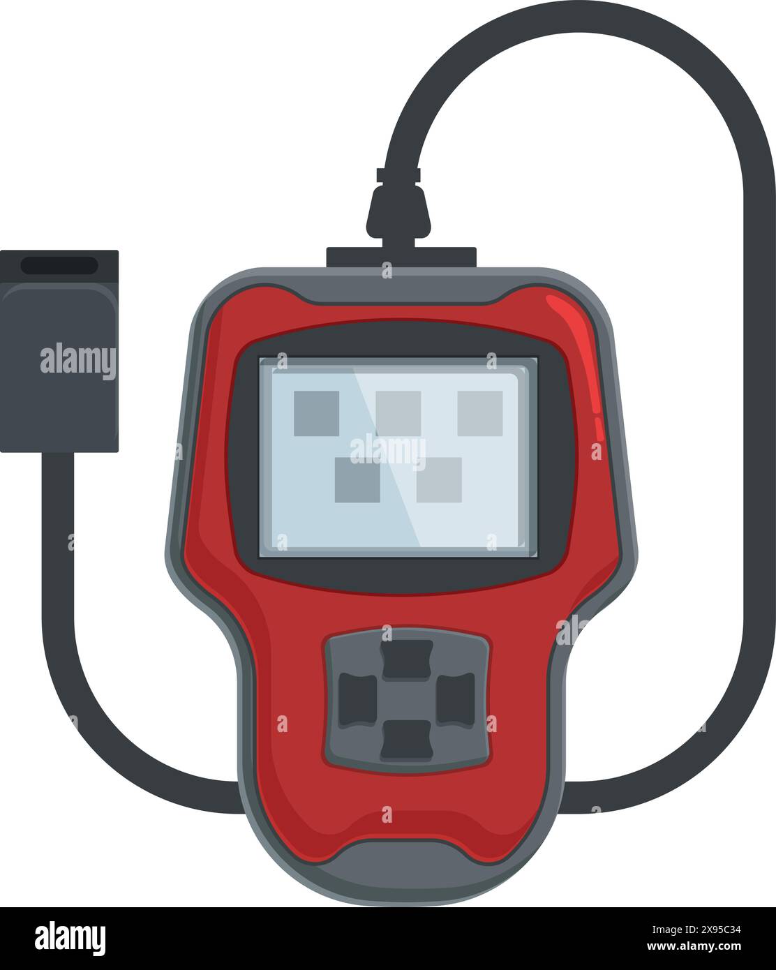 Vector illustration of a red obd2 scanner, a device for vehicle ...