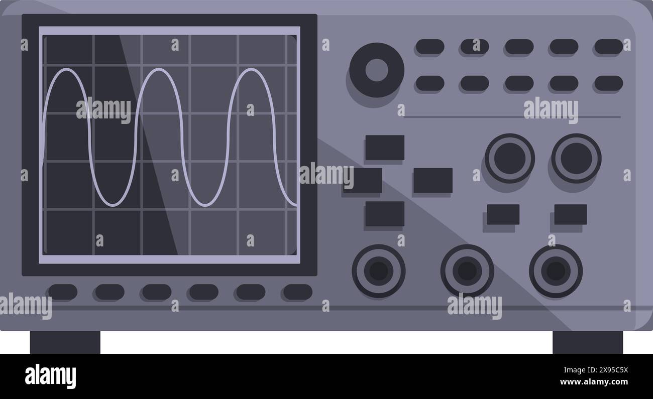 Modern digital oscilloscope vector illustration with technology and electronics measurement ...