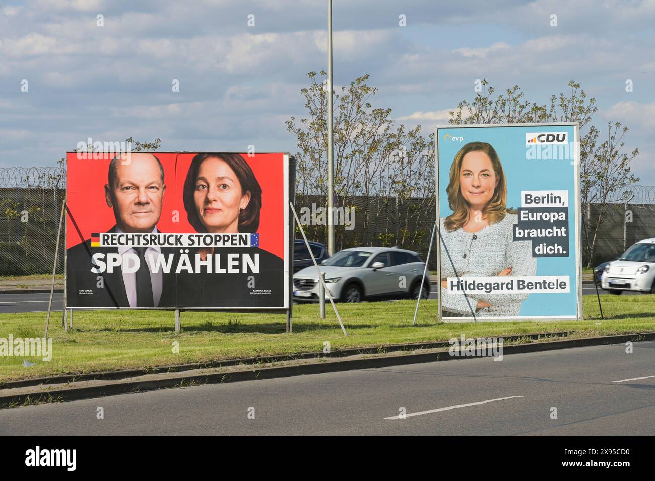 SPD, CDU election posters for the European elections 2024, Berlin ...
