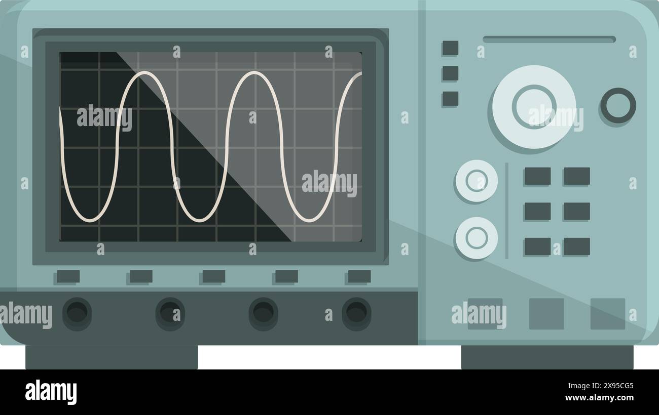 Detailed vector graphic of an oscilloscope displaying waveforms ...