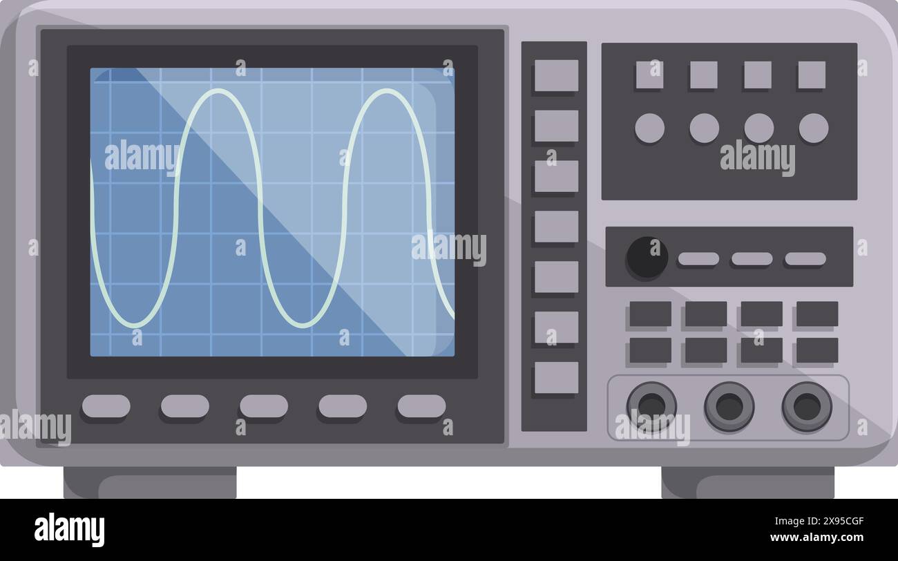 Flat design vector of a digital oscilloscope used for electronic signal ...