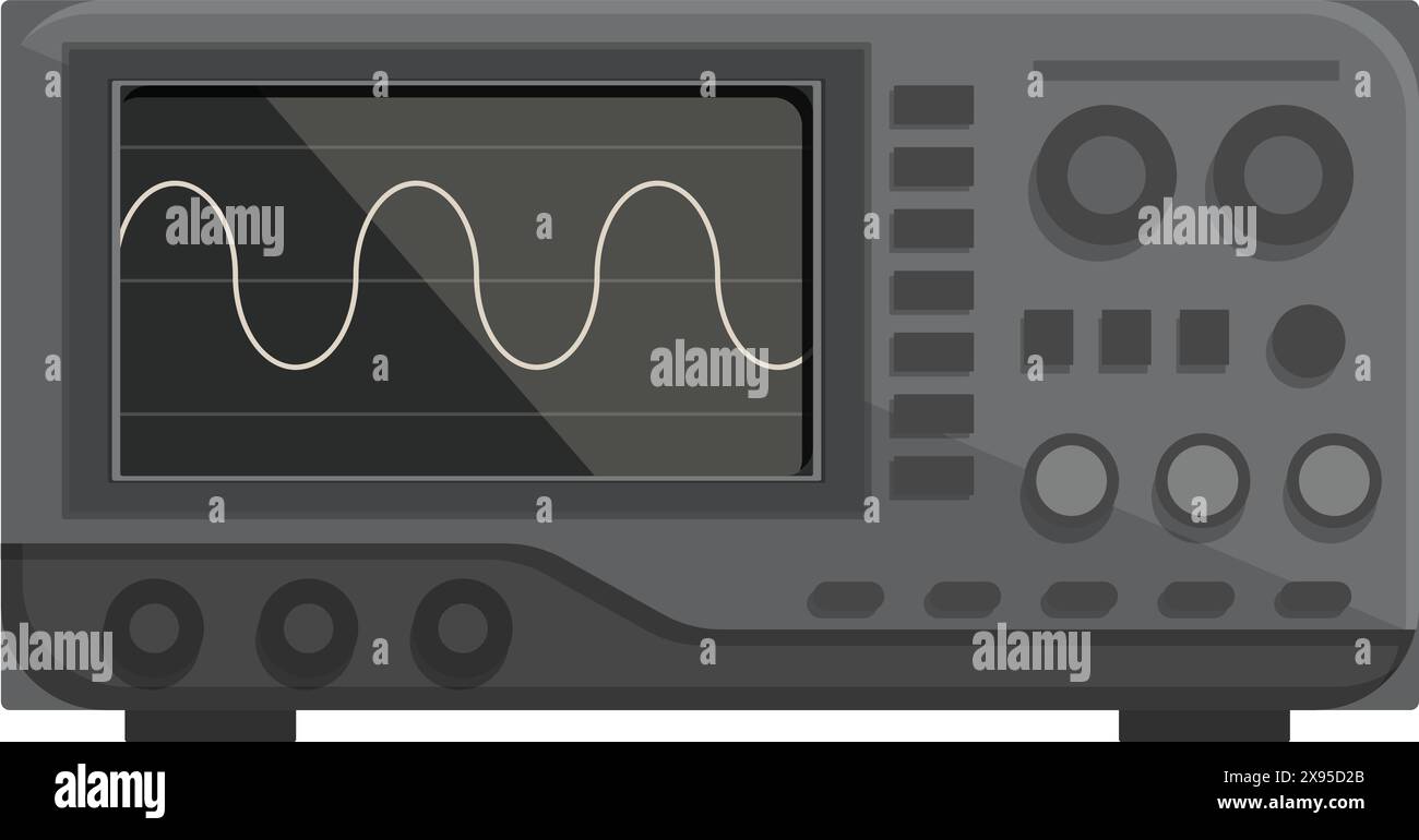Modern digital oscilloscope vector illustration for scientific ...