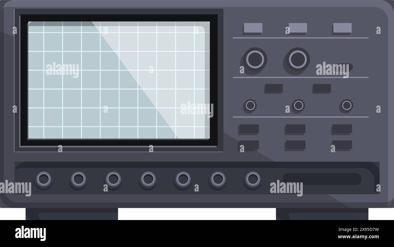 Detailed vintage oscilloscope vector illustration with complex waveform ...