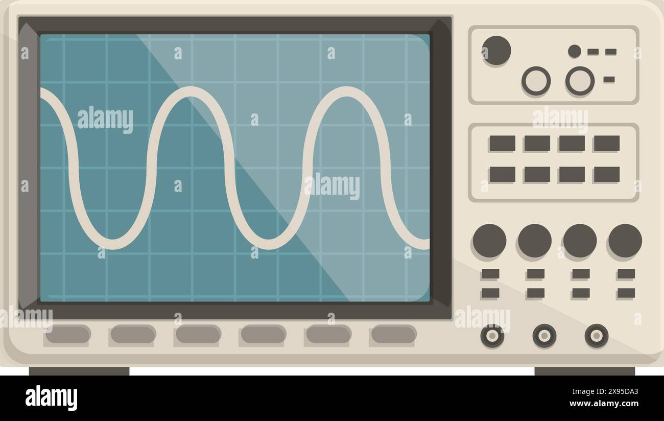 Detailed digital oscilloscope vector illustration with flat design for electronics measurement ...
