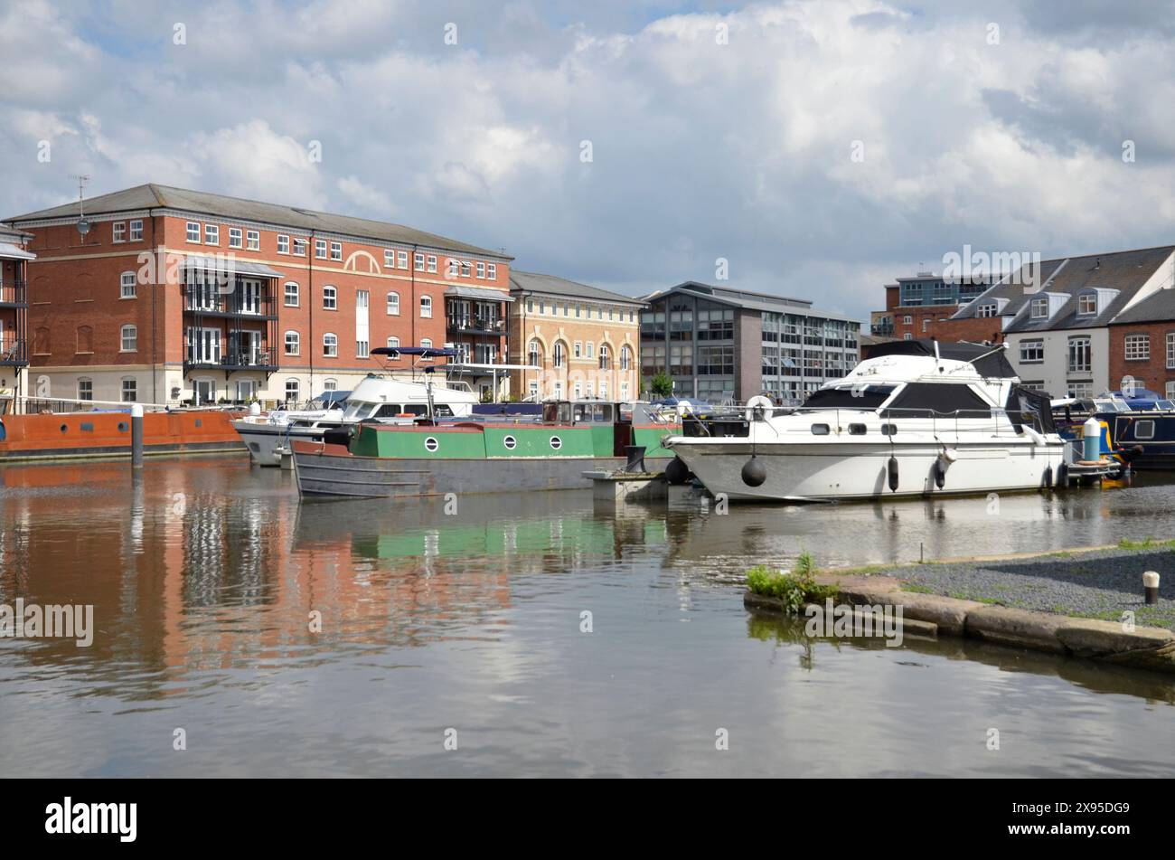 Diglis Basin, the junction between the River Severn and the Worcester and Birmingham Canal in ...