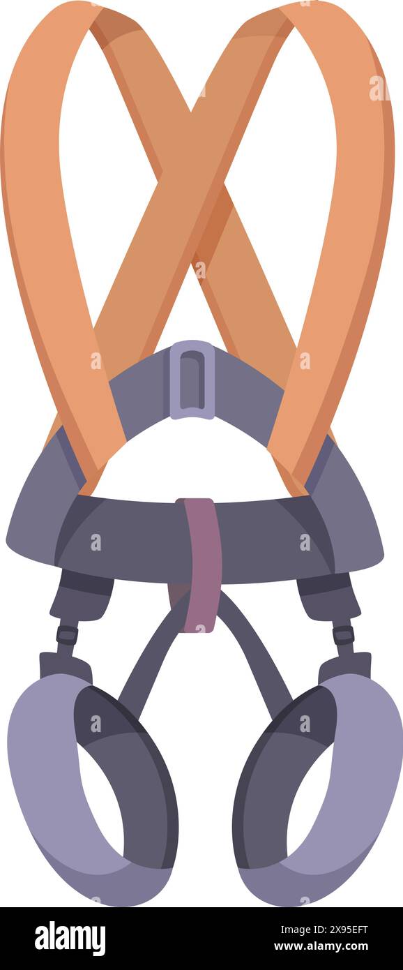 Colorful cartoon climbing harness vector illustration with adjustable ...