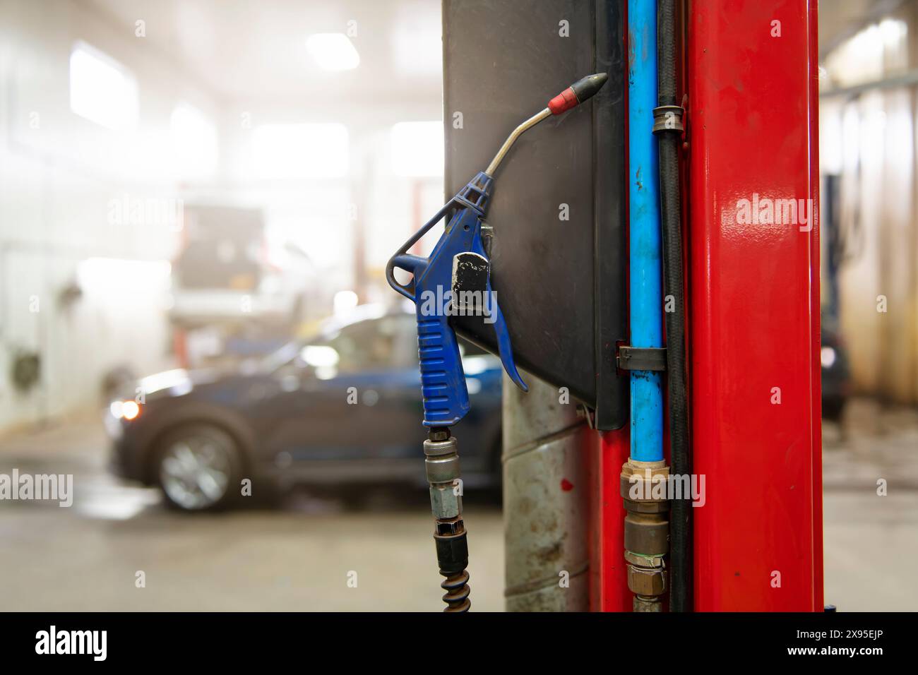 car repair station focus on air presure machine Stock Photo - Alamy