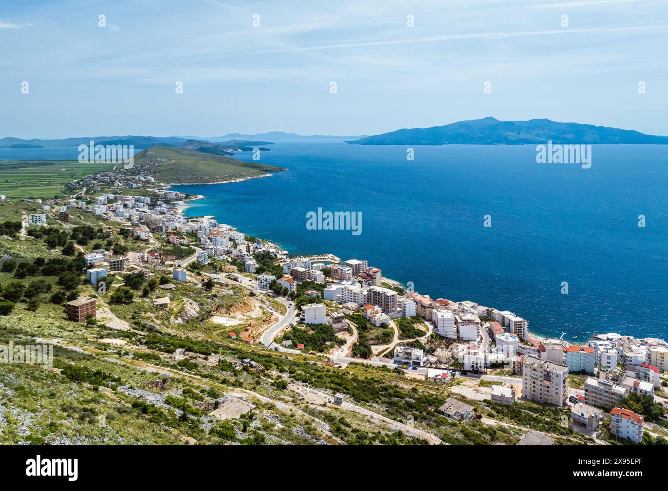 Saranda from a drone, Albanian Riviera, Albania Stock Photo - Alamy