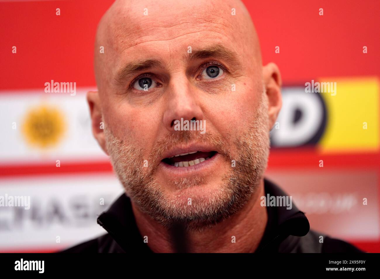 Wales manager Rob Page during a squad announcement at the Urdd ...