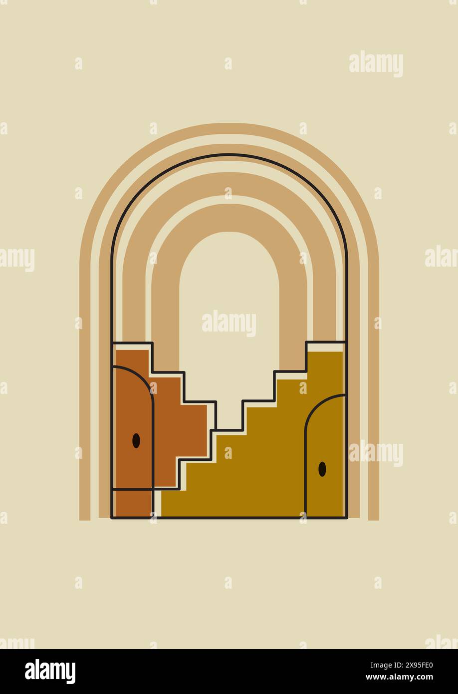 Burnt orange terracotta colors balancing shapes poster. Minimalist ...