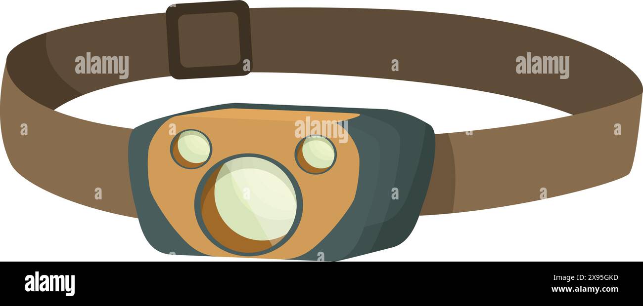 Vector cartoon illustration of durable headlamp for outdoor camping hi ...