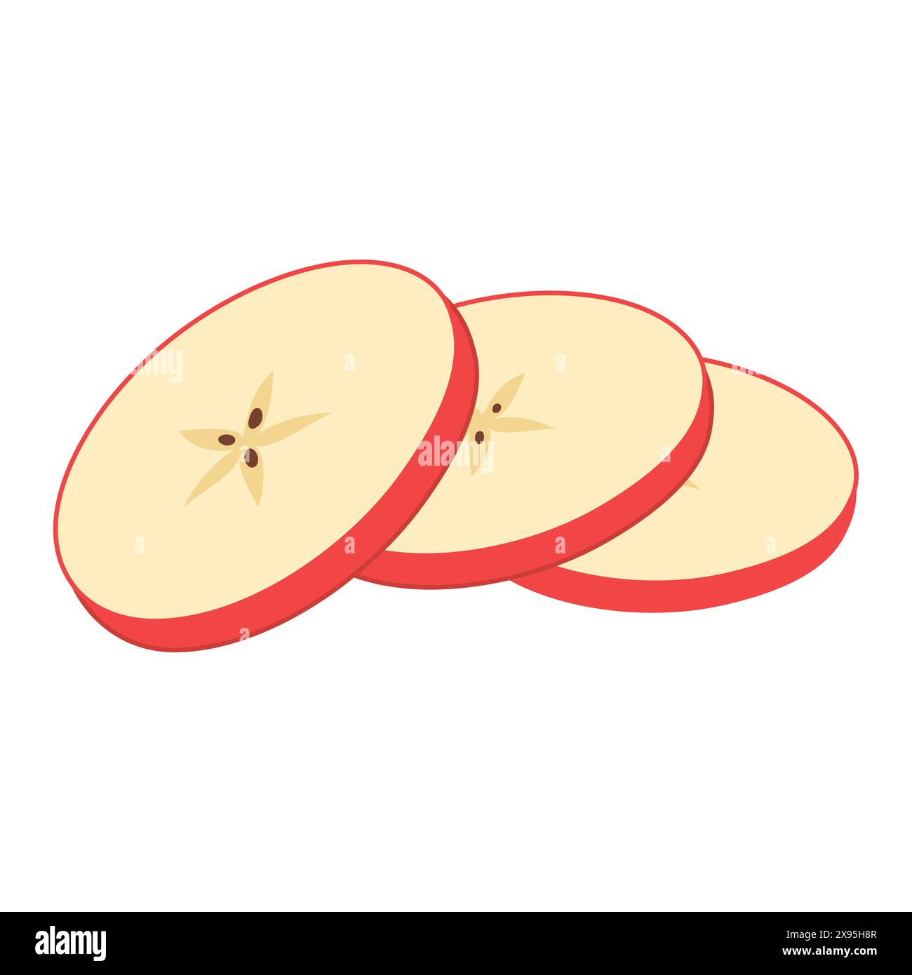 Red apple whole pieces white background Stock Vector Images - Alamy