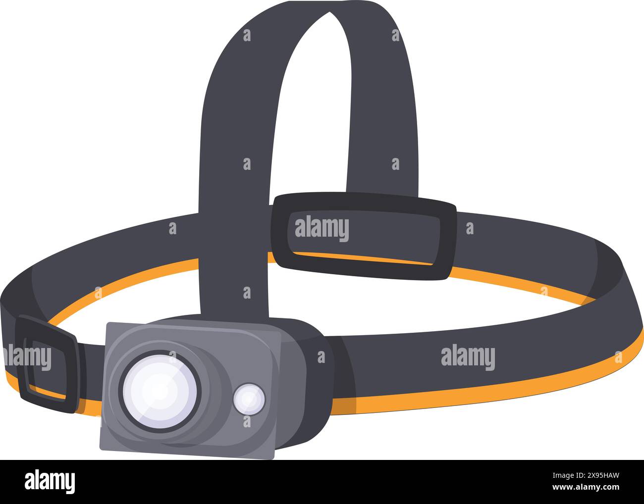 Illustration of a modern cartoonstyle headlamp with adjustable strap ...