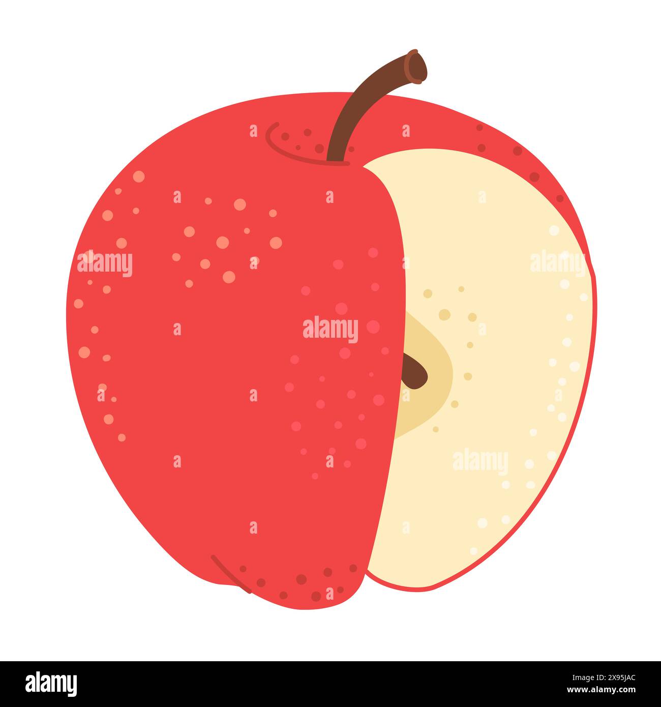 Cut Red apple cartoon icon. Cross section of cut apple, slices fruit ...