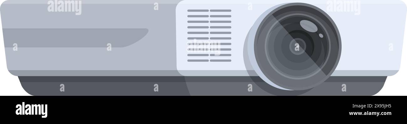 Flat design of a sleek, contemporary digital projector on a white ...