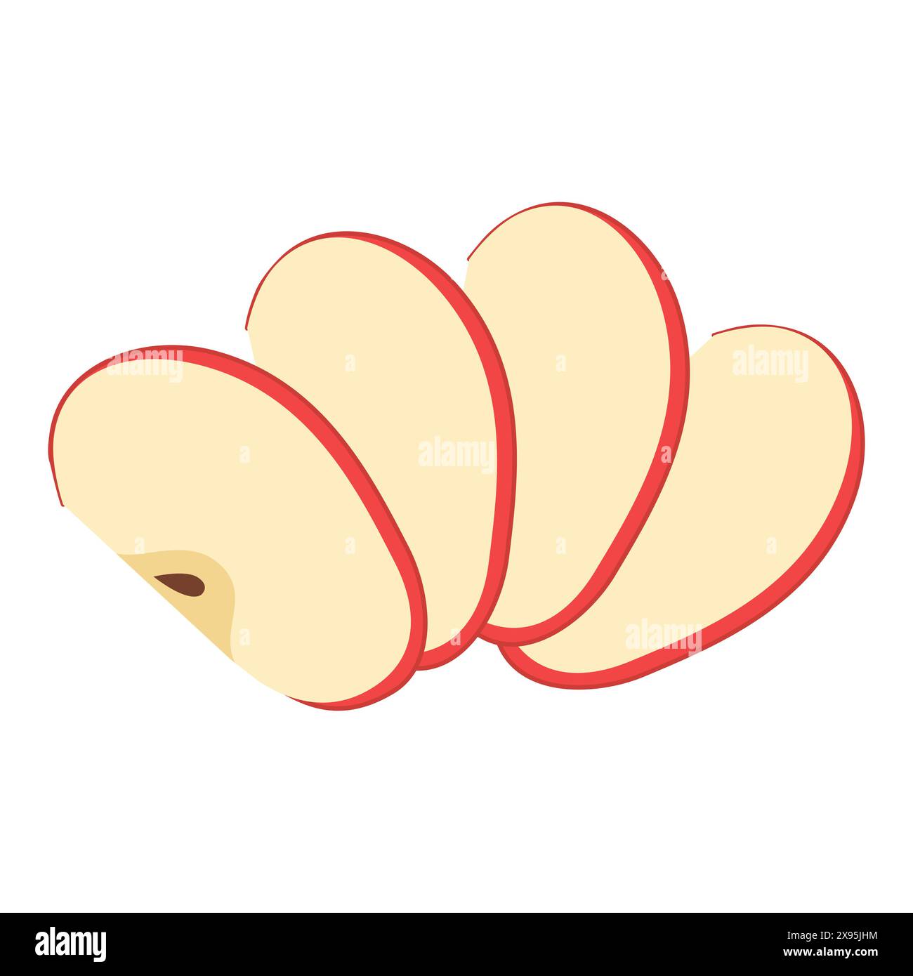 Red apple whole pieces white background Stock Vector Images - Alamy