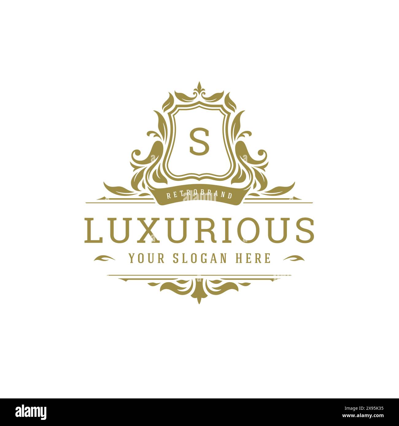 Luxury logo crest template design vector illustration. Royal brand ...