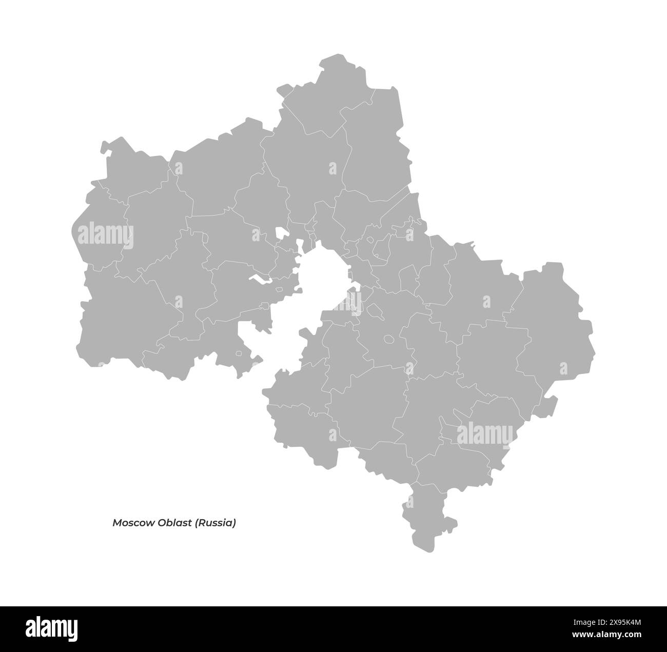 Vector isolated simplified illustration with grey shape of Moscow ...