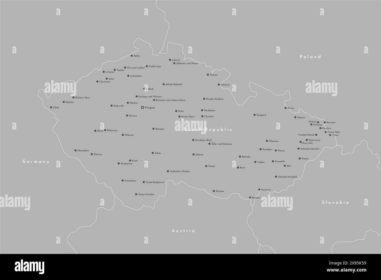 Vector modern illustration. Simplified map of Czech Republic. Border ...