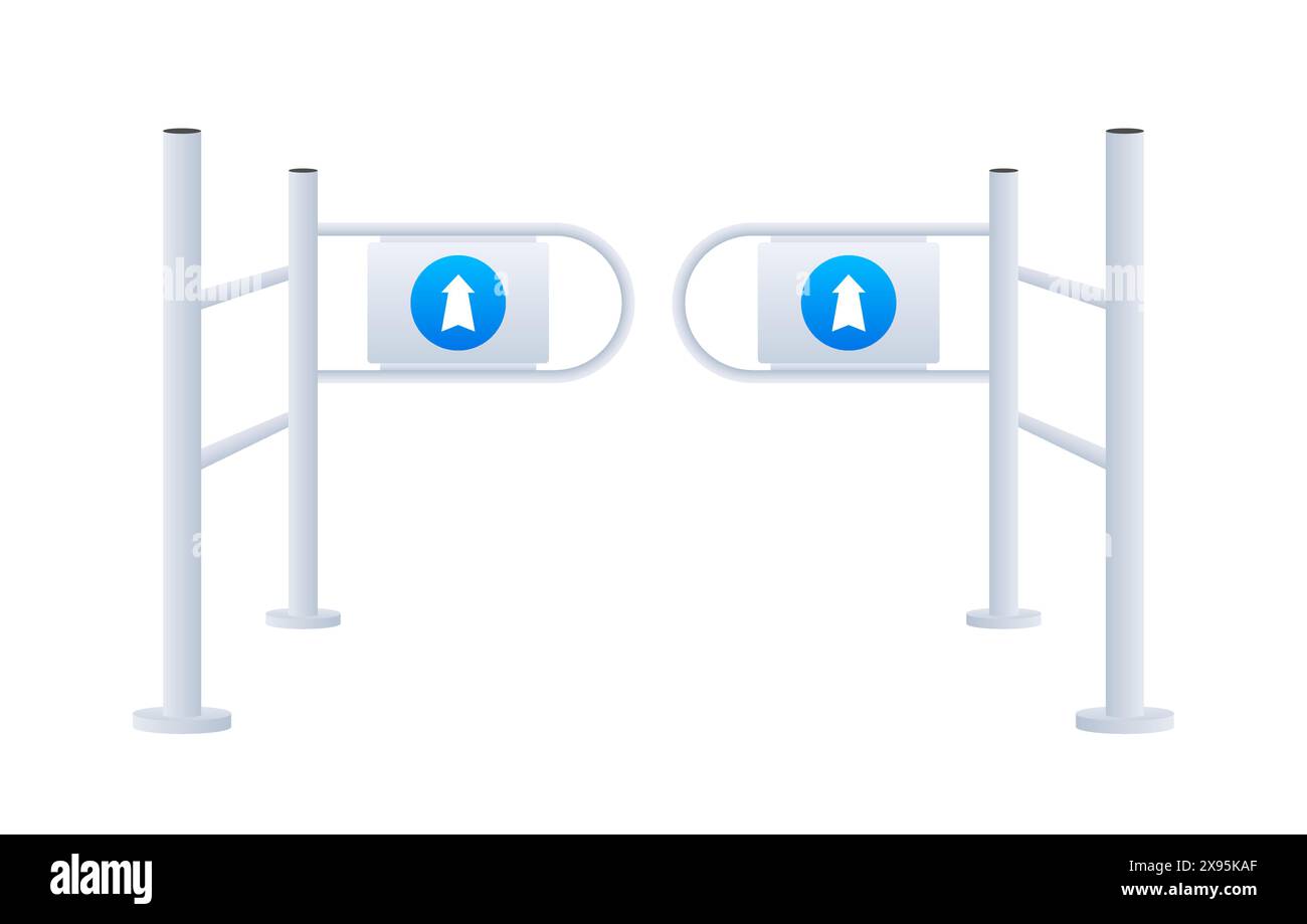 Shop entrance gate icon. Security turnstile gates with directional and ...
