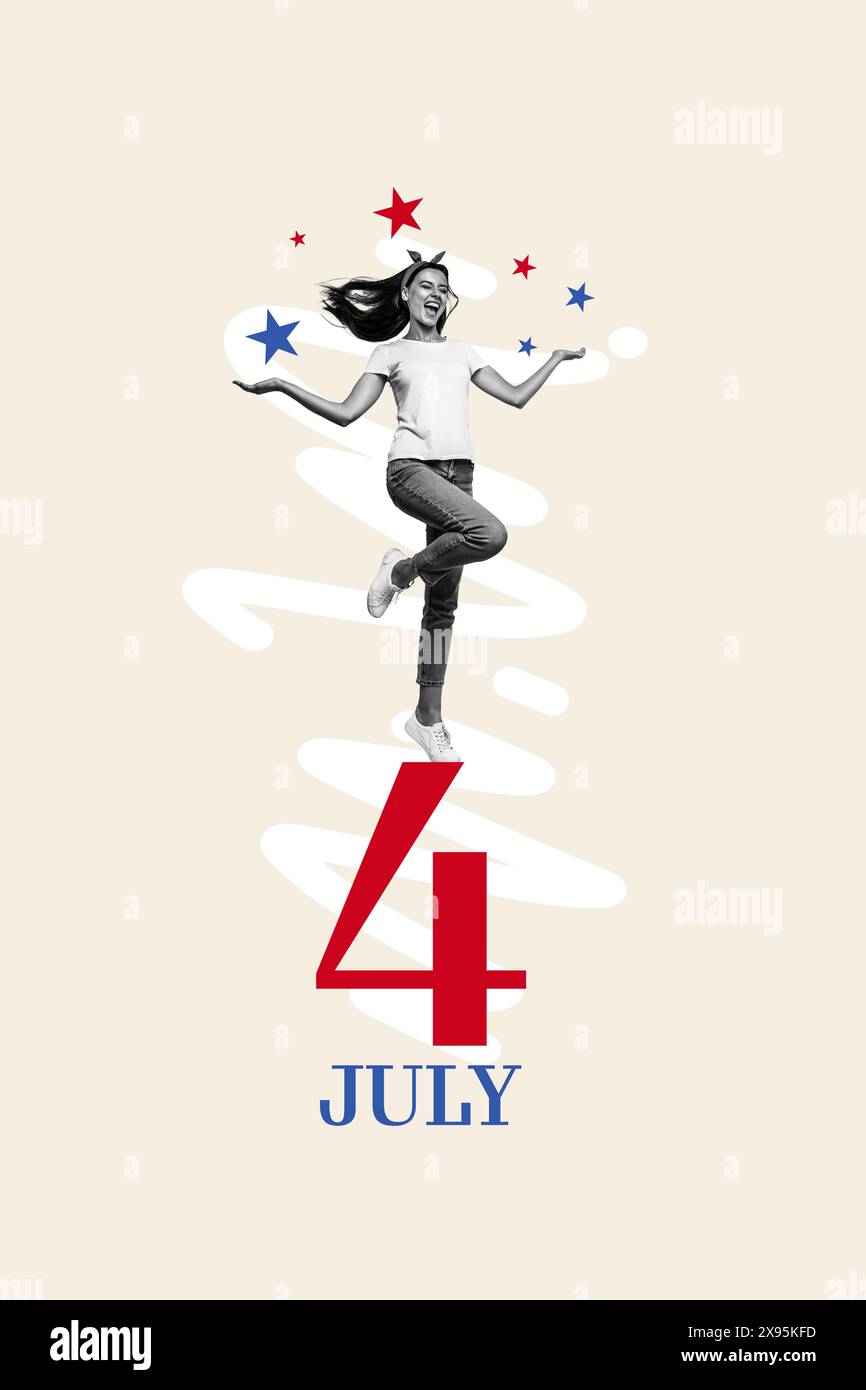 Composite collage image of funny girl celebrate national independence ...