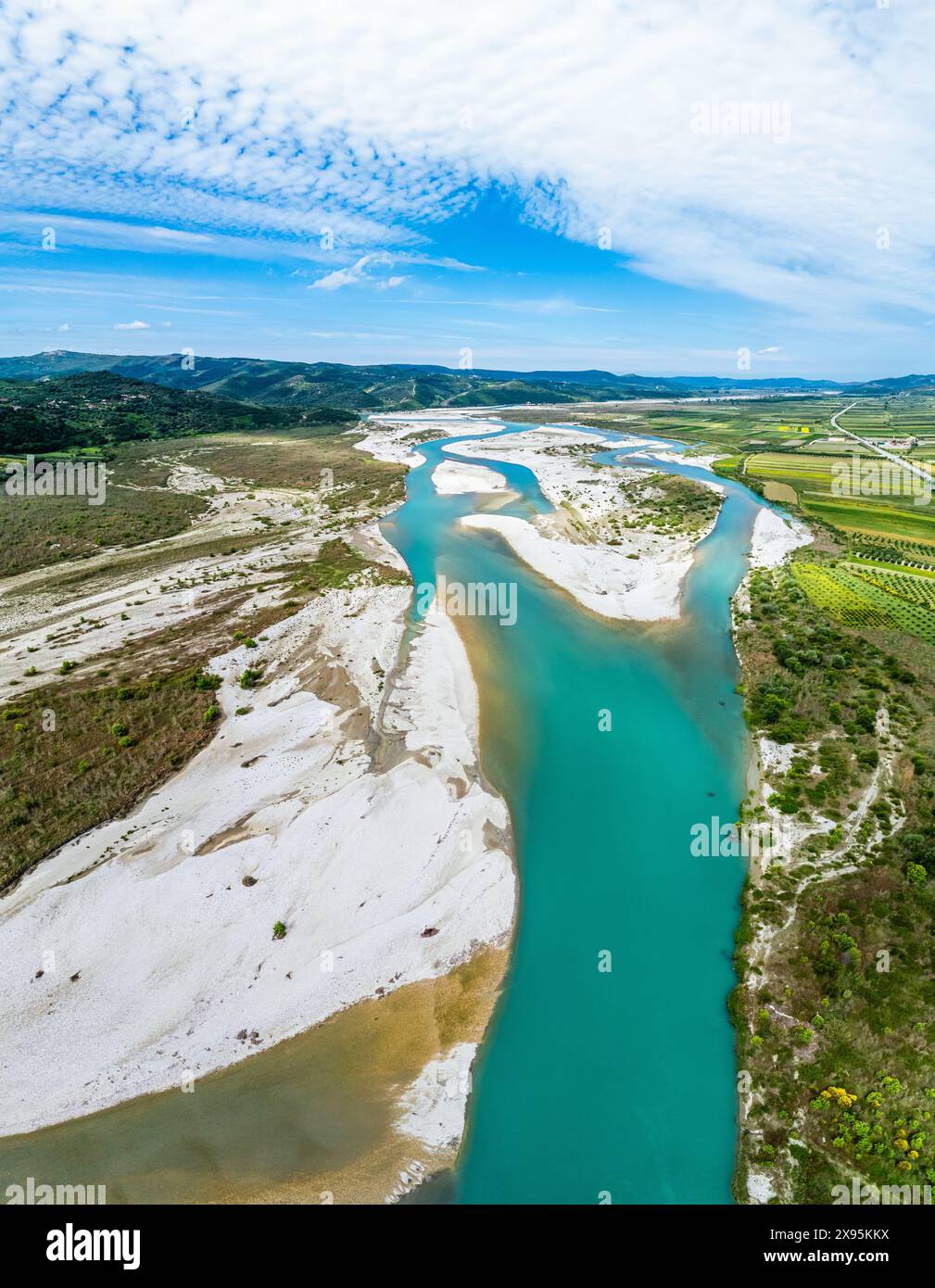 Panorama of Vjosa River National Park, Wild River, Albania, Europe ...