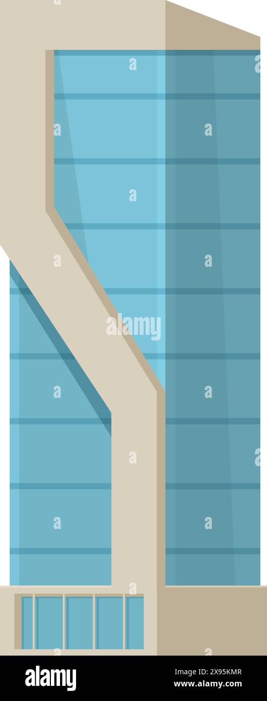 Vector illustration of a modern office skyscraper building with a flat ...