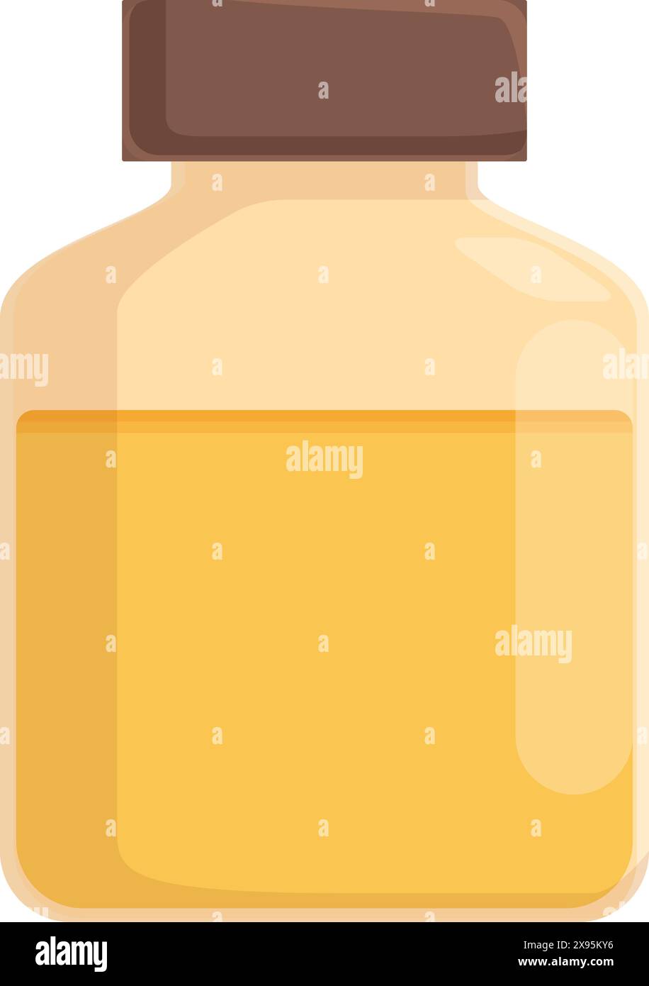 Cartoon of a clear glass jar with a simple brown lid, isolated on a ...