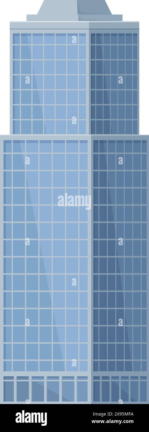 Vector graphic of a contemporary highrise office building with a blue ...