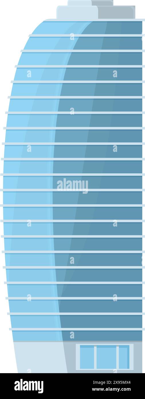 Vector illustration of a contemporary modern glass skyscraper with a ...