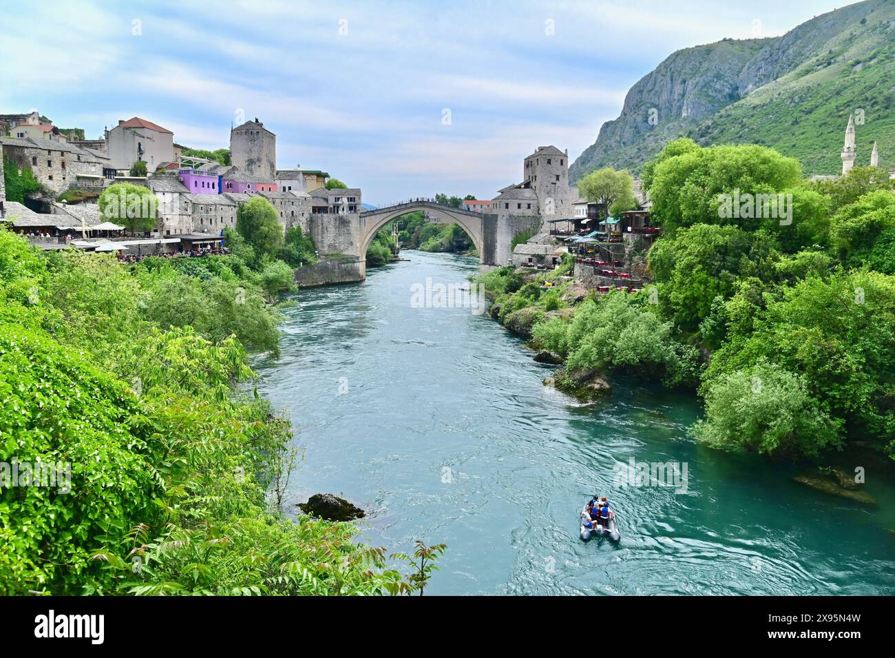 Scenery Of Historical Mostar Bridge Or Stari Most In Mostar Old Town