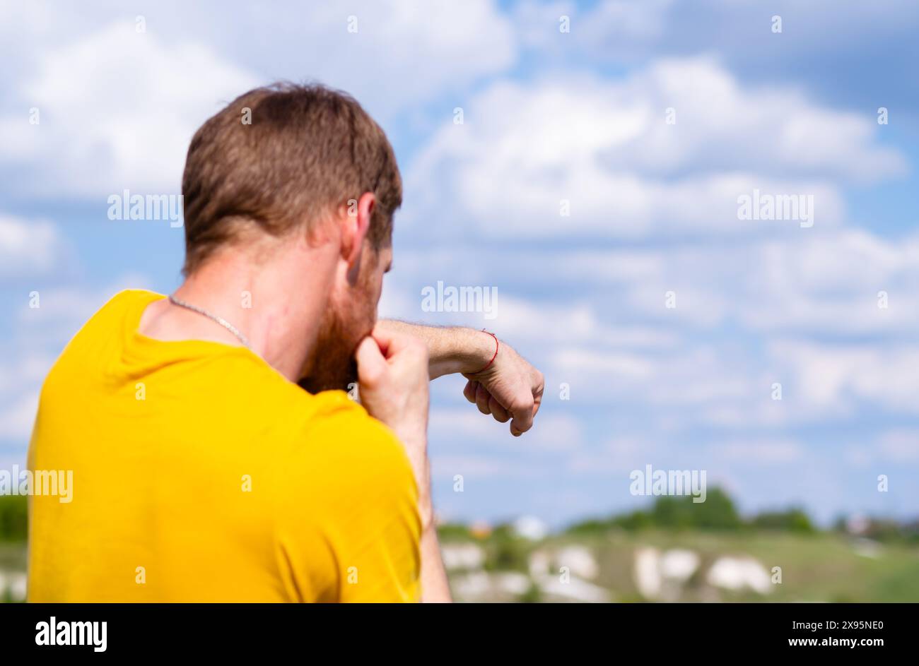 Man Practicing Boxing Moves in Scenic Park on a Sunny Afternoon Stock ...
