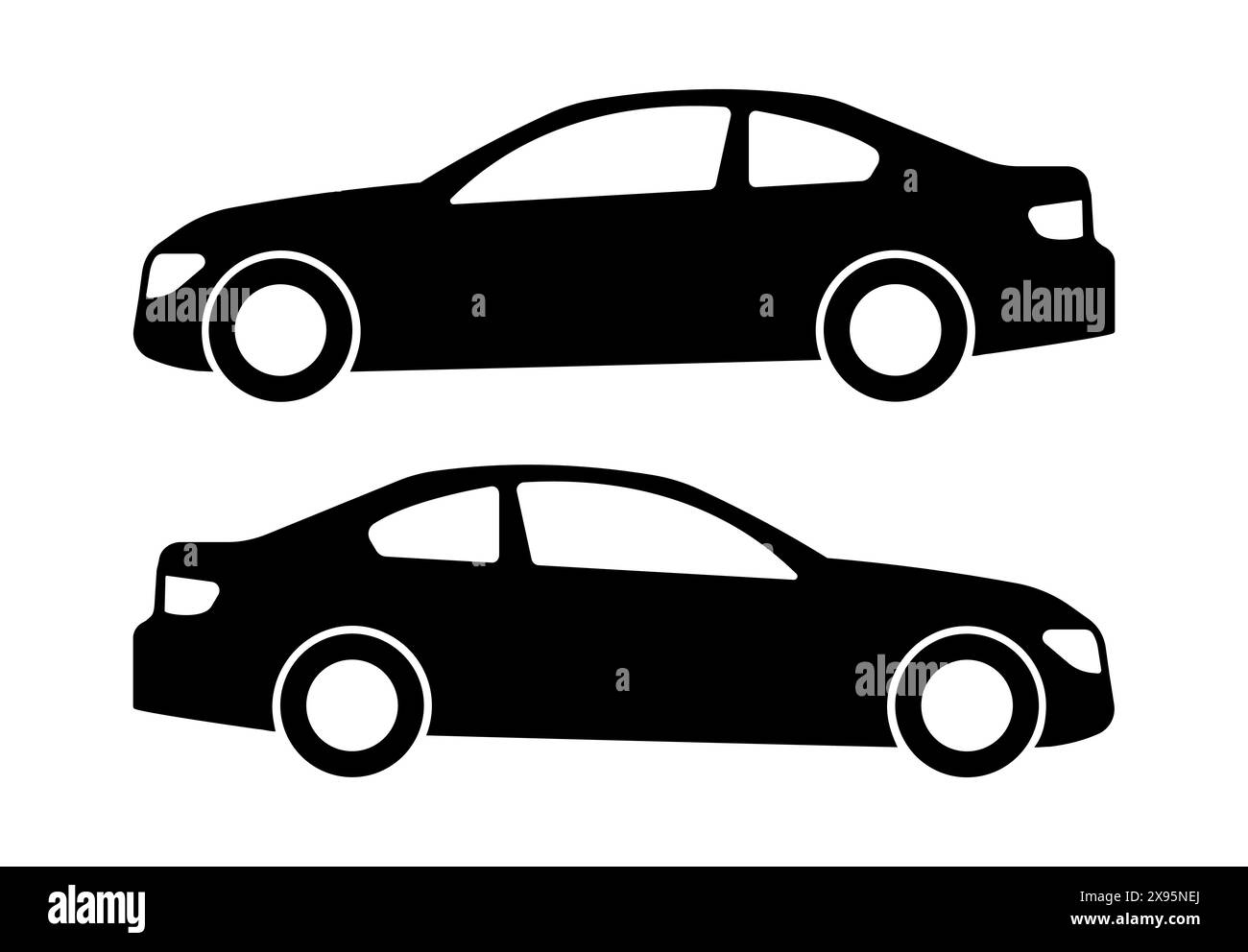 Two black car silhouettes on a white background. Vector illustration ...